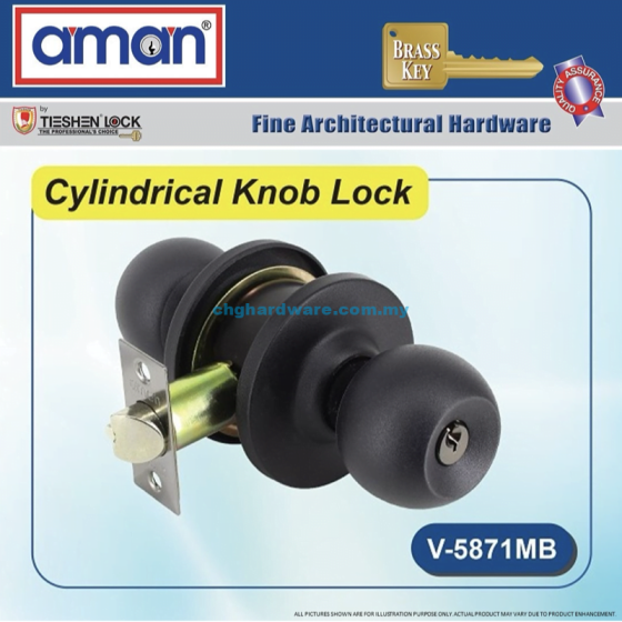 AMAN V5871MB Cylindrical Entrance Lock – Matte Black – Cheng Huat ...