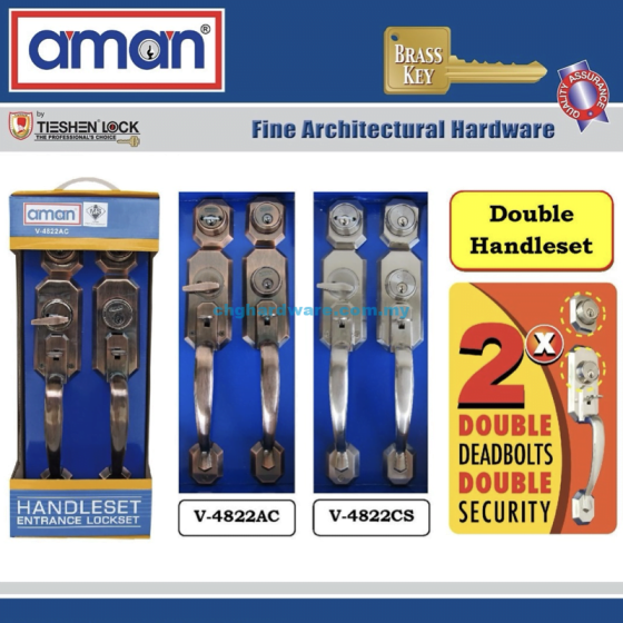 AMAN V4822 Double Handleset Entrance Lock – Cheng Huat Hardware (Gombak ...