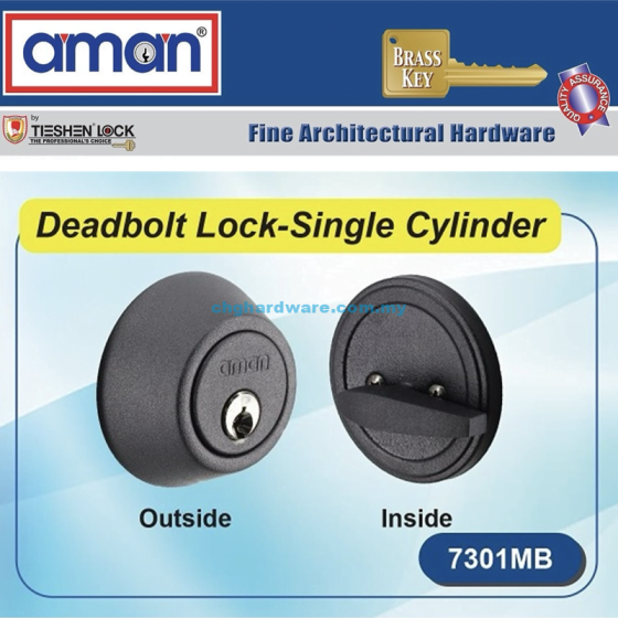 AMAN 7301MB Deadbolt Lock – Single Cylinder (Matte Black) – Cheng Huat Hardware (Gombak) Sdn Bhd